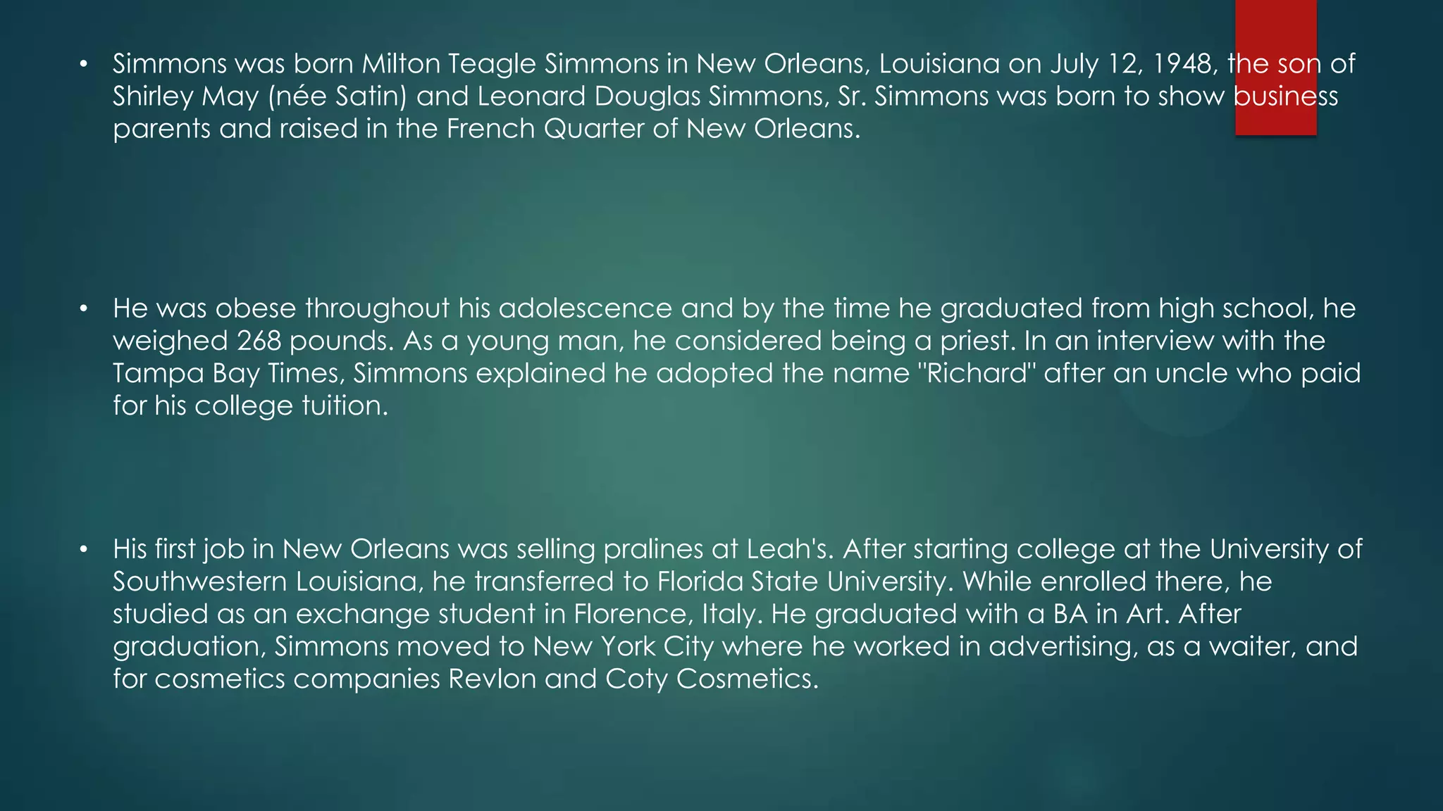 Richard Simmons, Exercise History | PPT