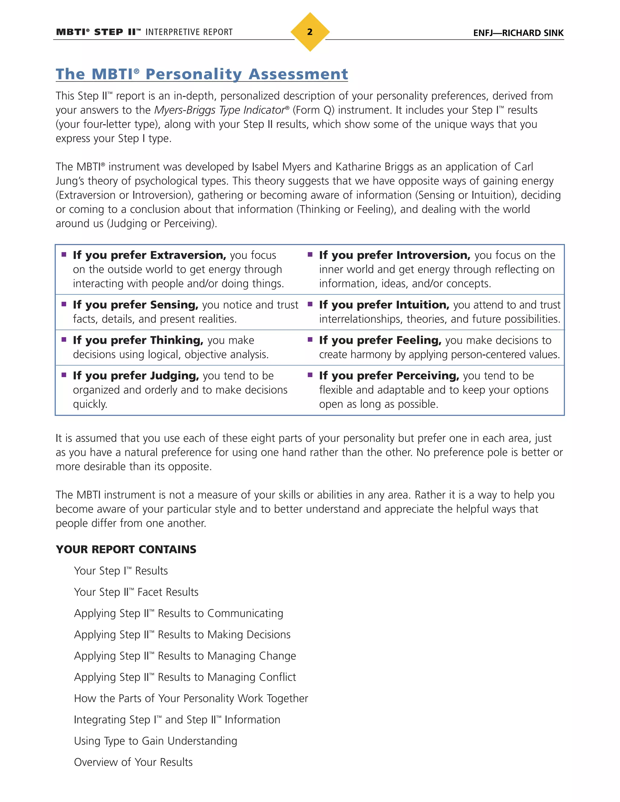 My MBTI Personality Assessment | PDF