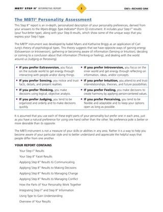 My MBTI Personality Assessment | PDF