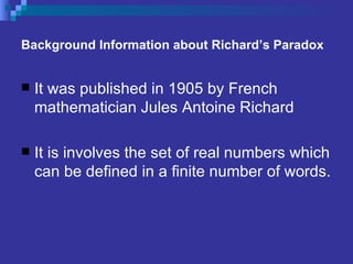 Richard’S Paradox | PPT