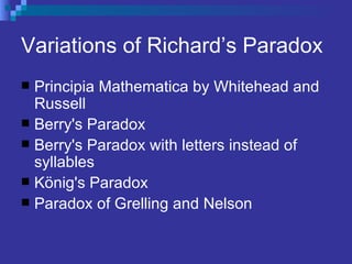 Richard’S Paradox | PPT