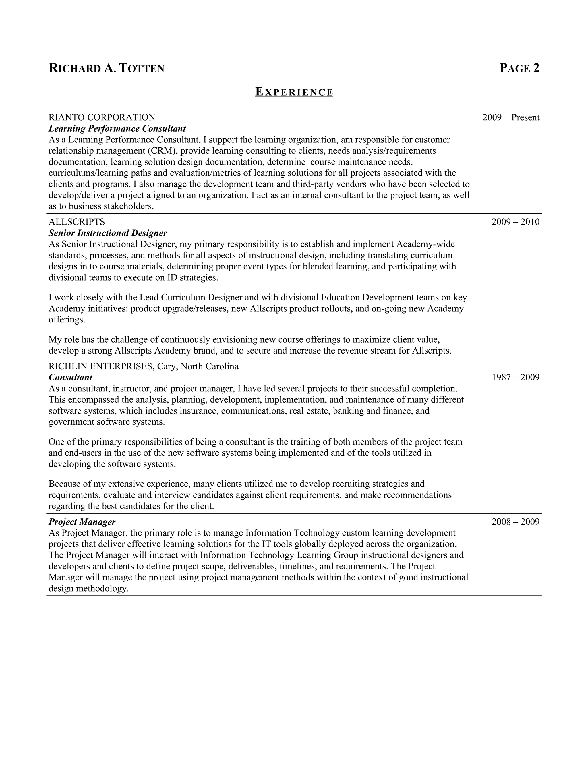 Richard Totten Resume | DOC