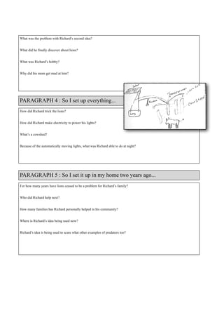 Richard turere peace with lions worksheet | PDF