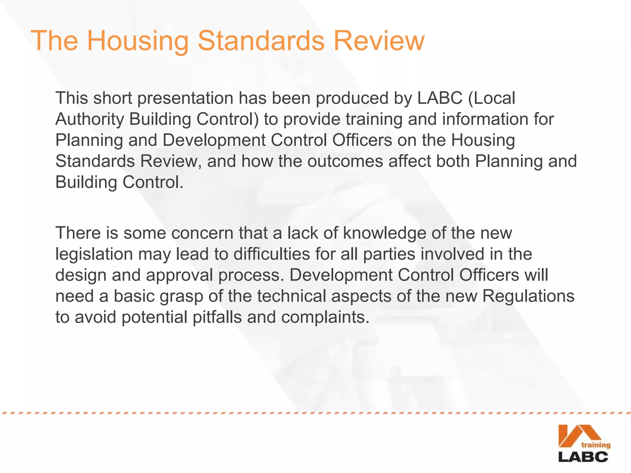 Housing Standards Review: Building Regulations Perspective | PPT
