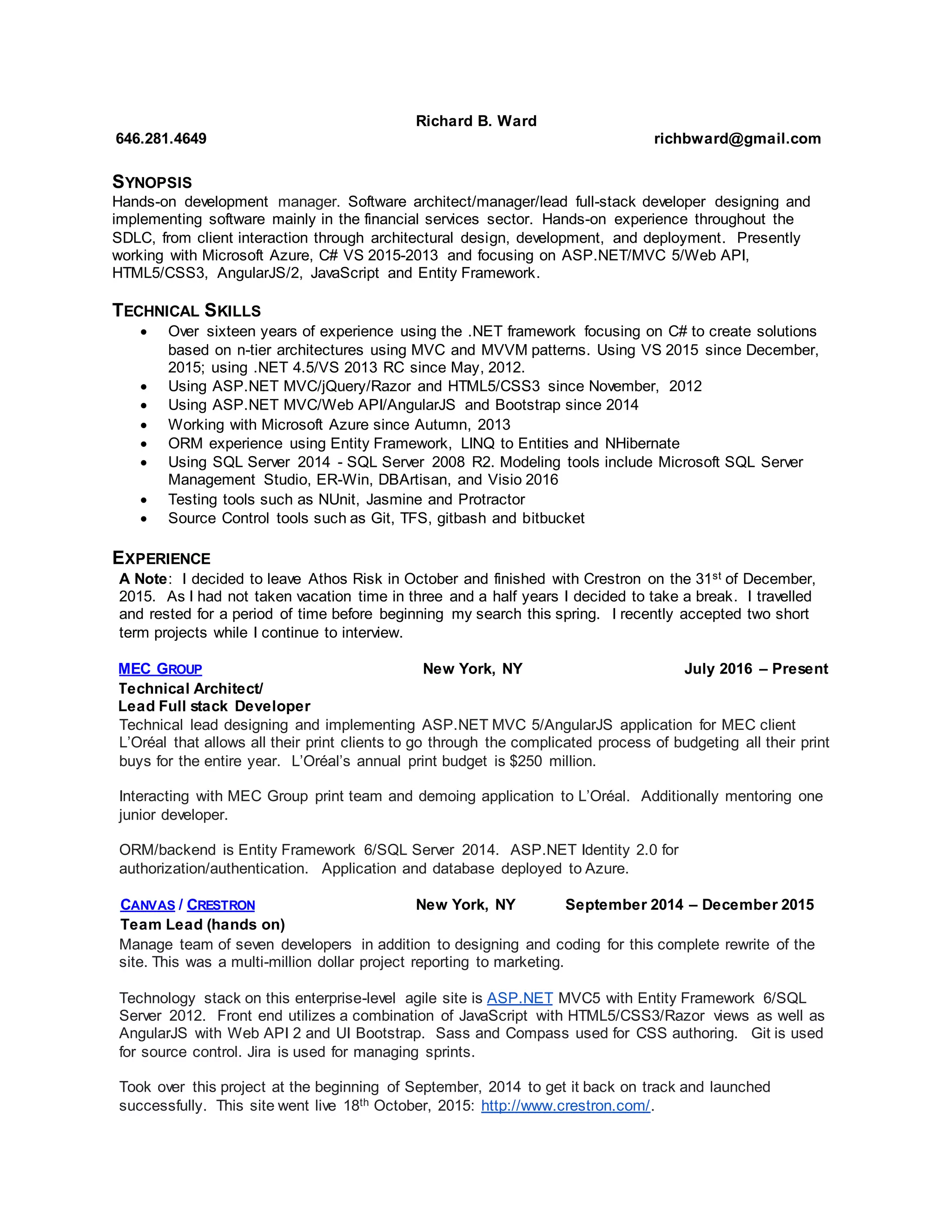 Richard ward2016 | PDF