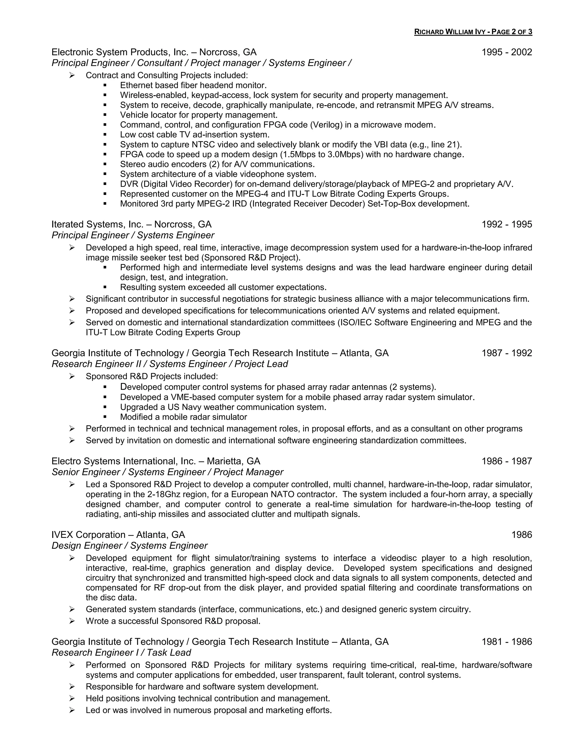 Richard William Ivy Resume | PDF | Computing | Technology & Computing