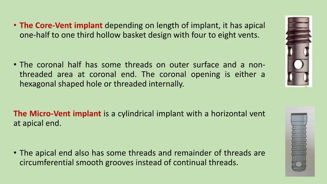Dental Implant Designs | PPTX | Dental Health | Diseases and Conditions