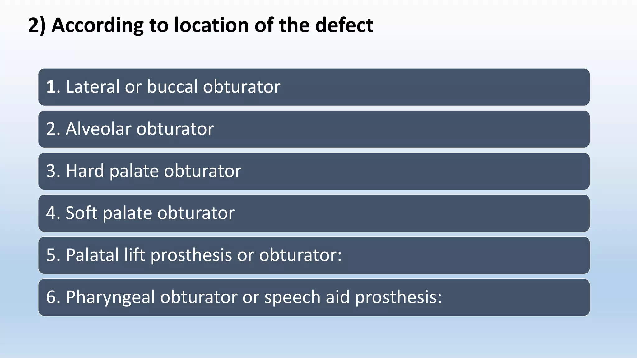 OBTURATORS FOR ACQUIRED MAXILLARY DEFECTS | PPTX