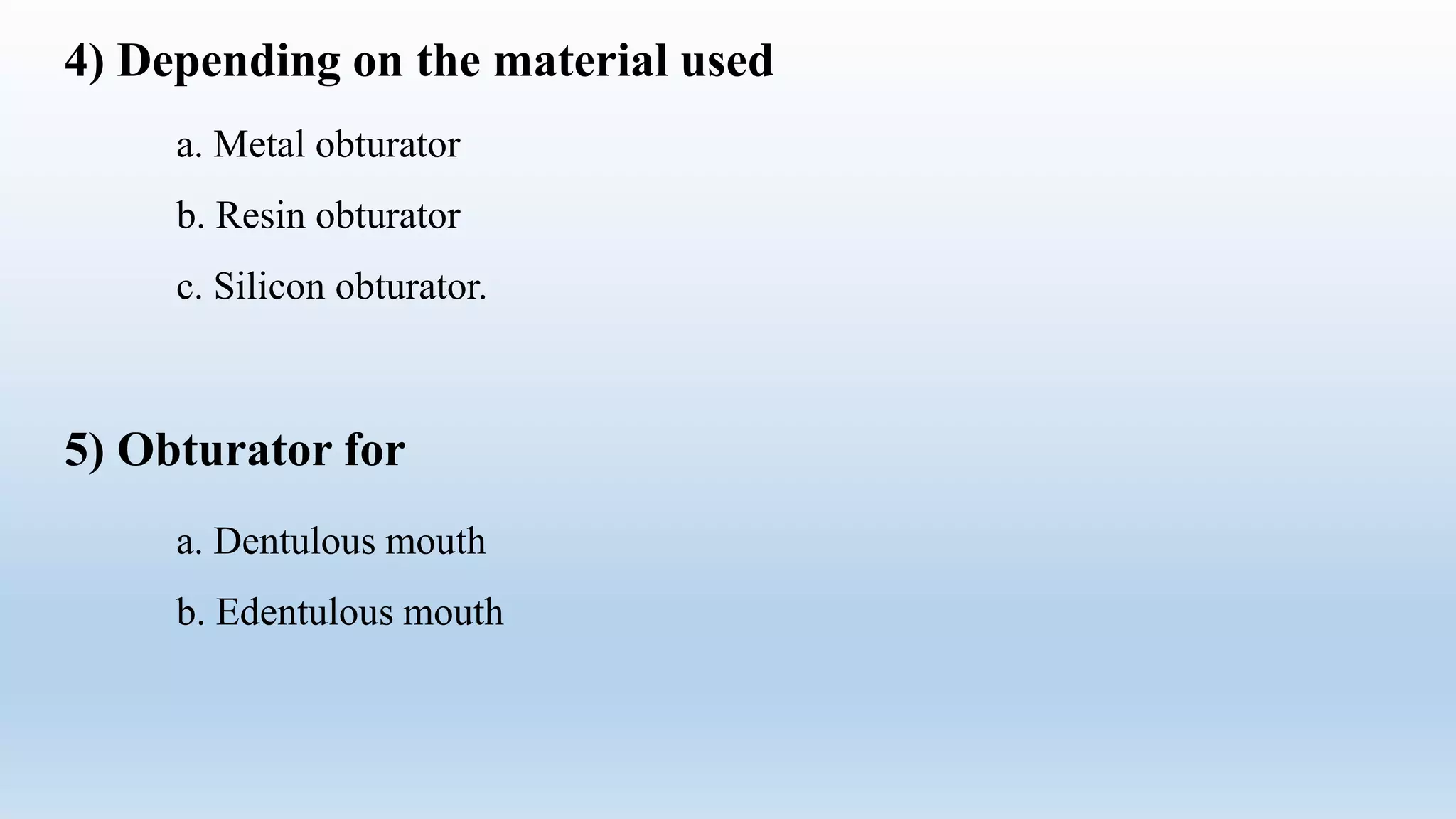 OBTURATORS FOR ACQUIRED MAXILLARY DEFECTS | PPTX