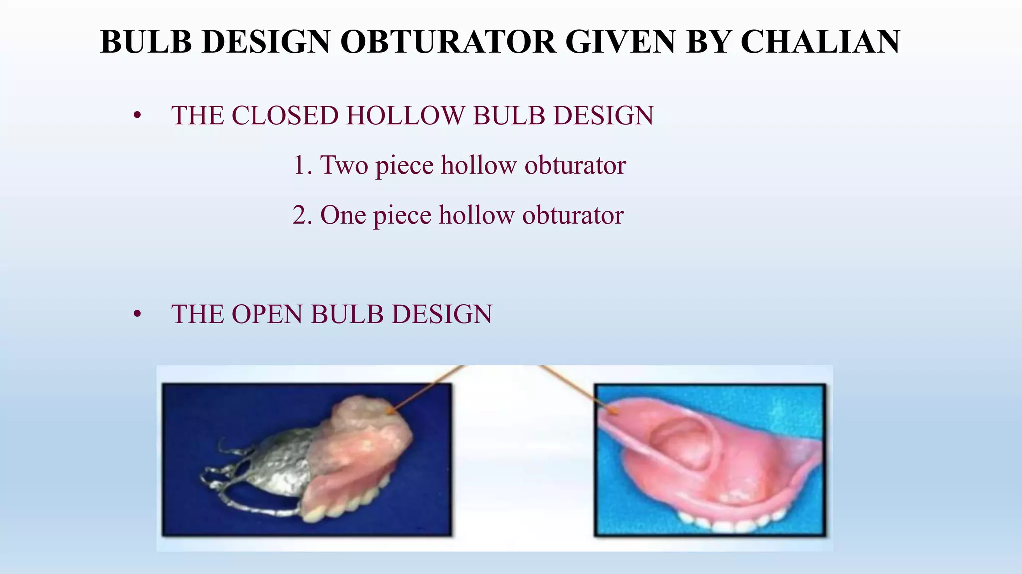 OBTURATORS FOR ACQUIRED MAXILLARY DEFECTS | PPTX