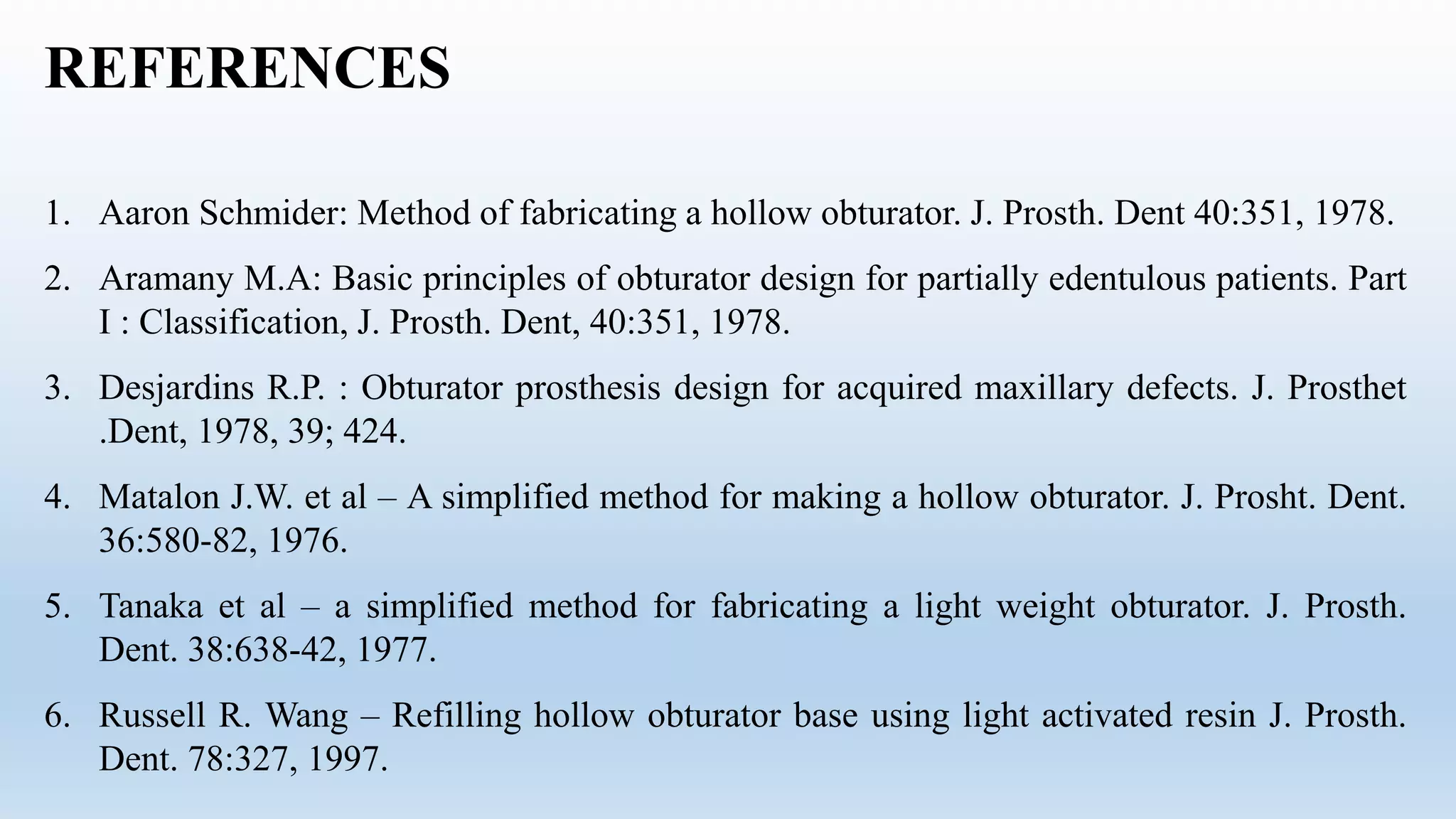 OBTURATORS FOR ACQUIRED MAXILLARY DEFECTS | PPTX