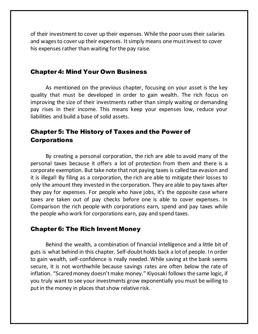 Rich Dad Poor Dad Summary