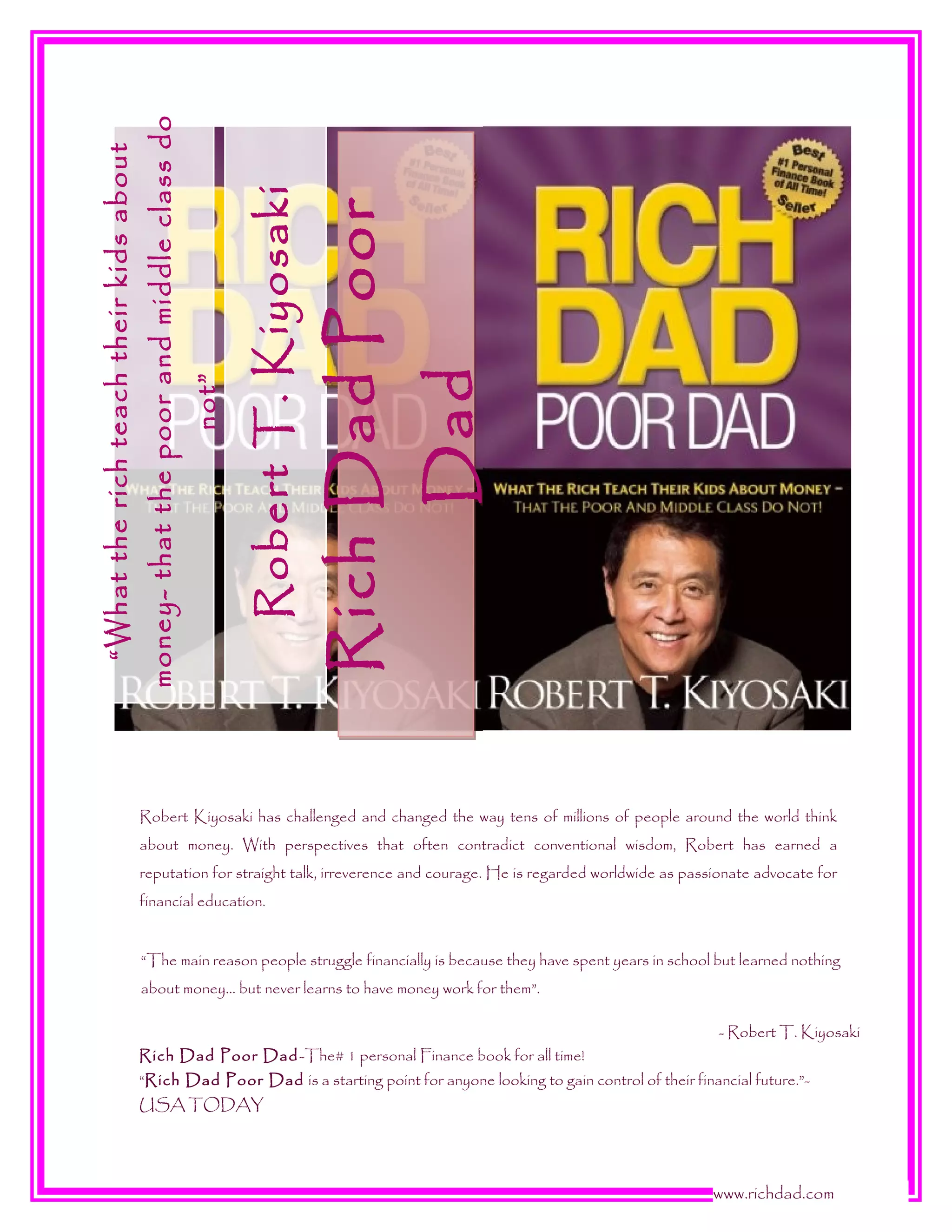 Rich dad poor dad summary, evaluation ang learning | DOC