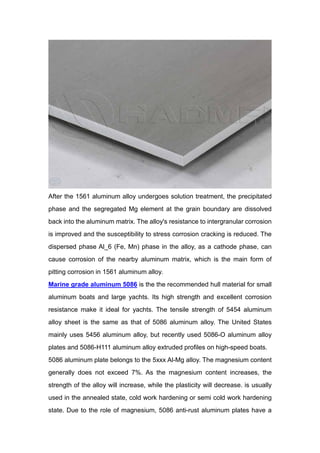 Rich Marine Grade Aluminum Alloys | PDF