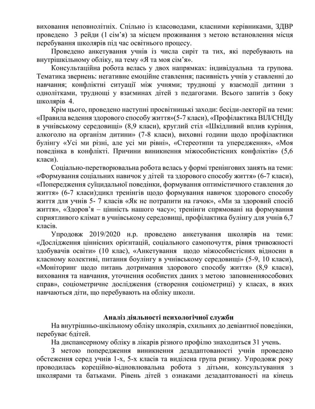 Richn zvit zosh16 za 19 20 | PDF