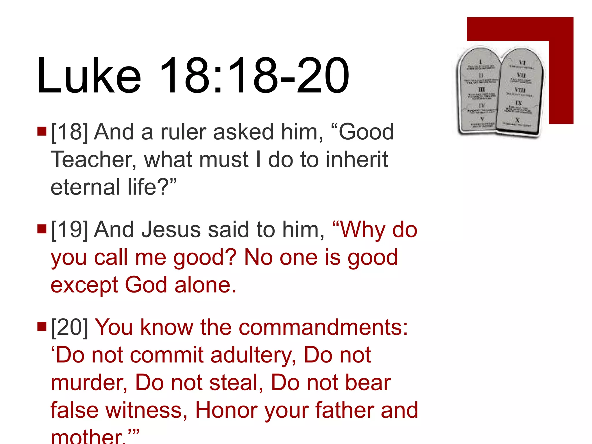 Jesus' Encounter with the Rich Ruler (Luke 18:15-33) | PPTX