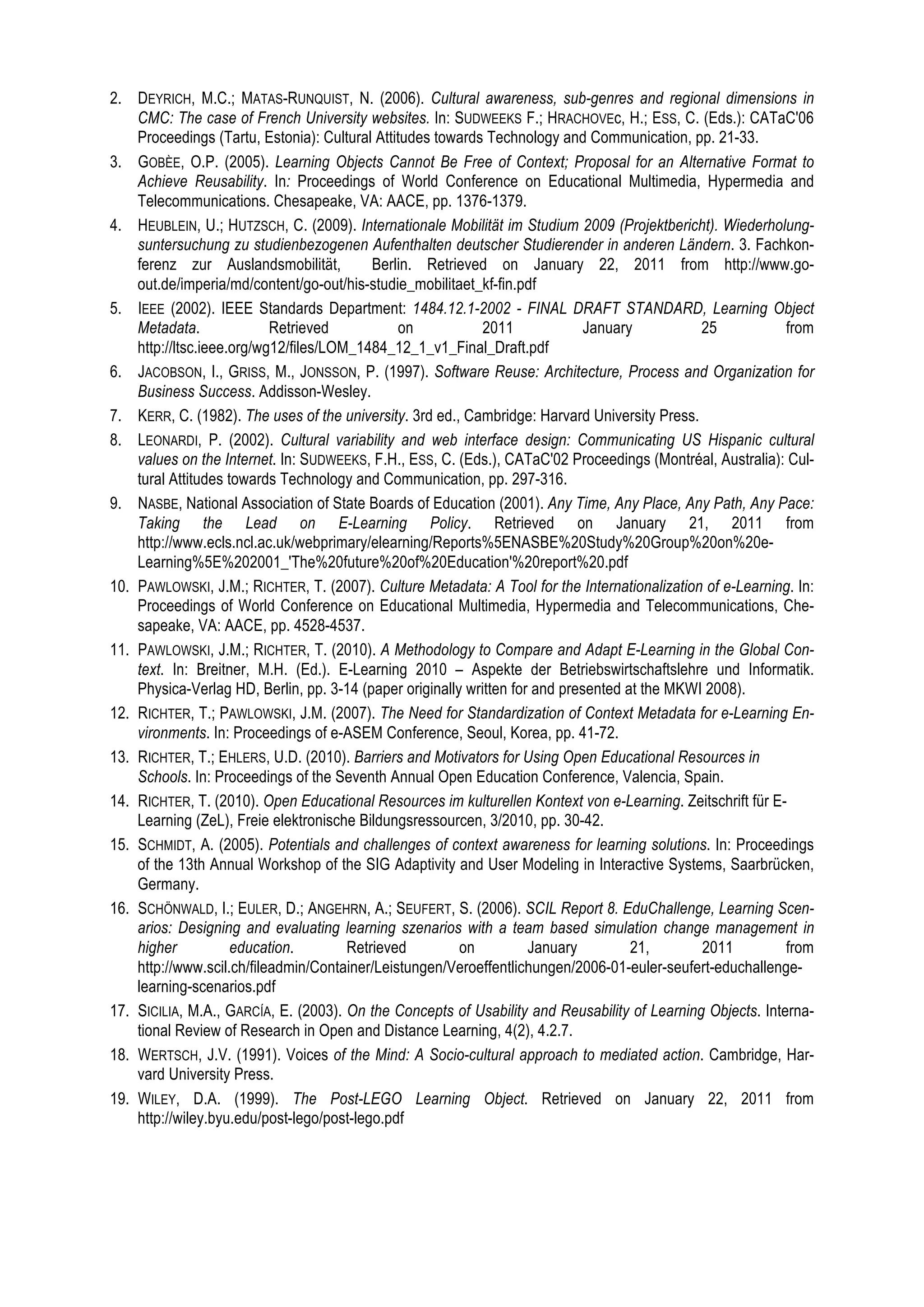 Identifying E-Learning Resources for Reuse (Richter 2011) | PDF