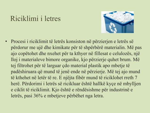 Riciklimi i letres | PPTX