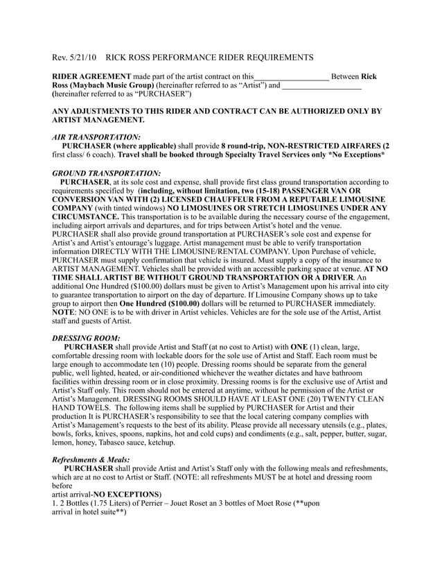 Rev. 5/21/10 RICK ROSS PERFORMANCE RIDER REQUIREMENTS | PDF