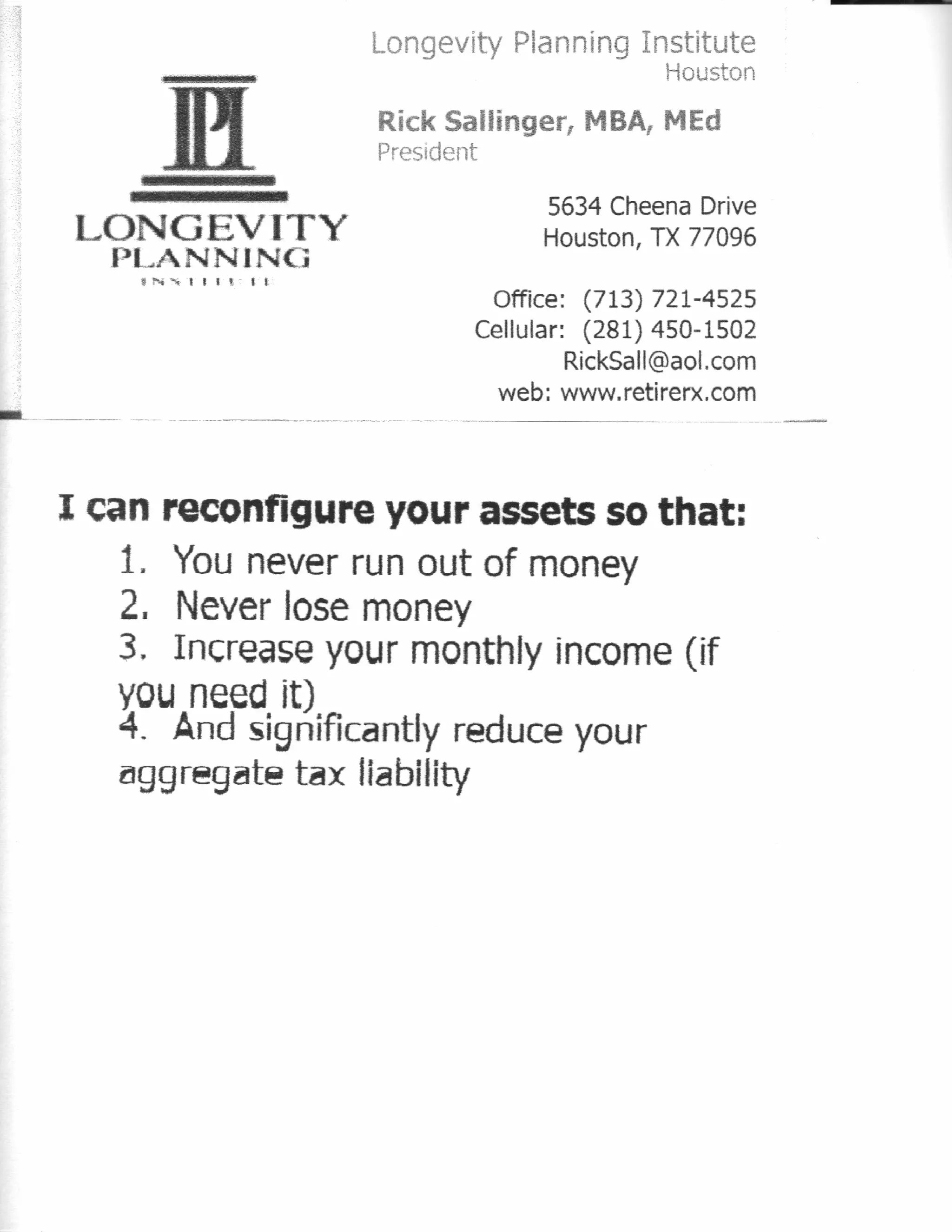 Rick Sallinger's Business Card | PDF