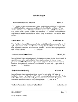 Rick Stinnett Projects | DOC