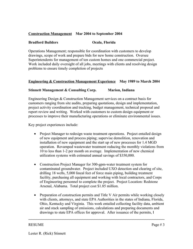 Rick Stinnett Resume | DOC