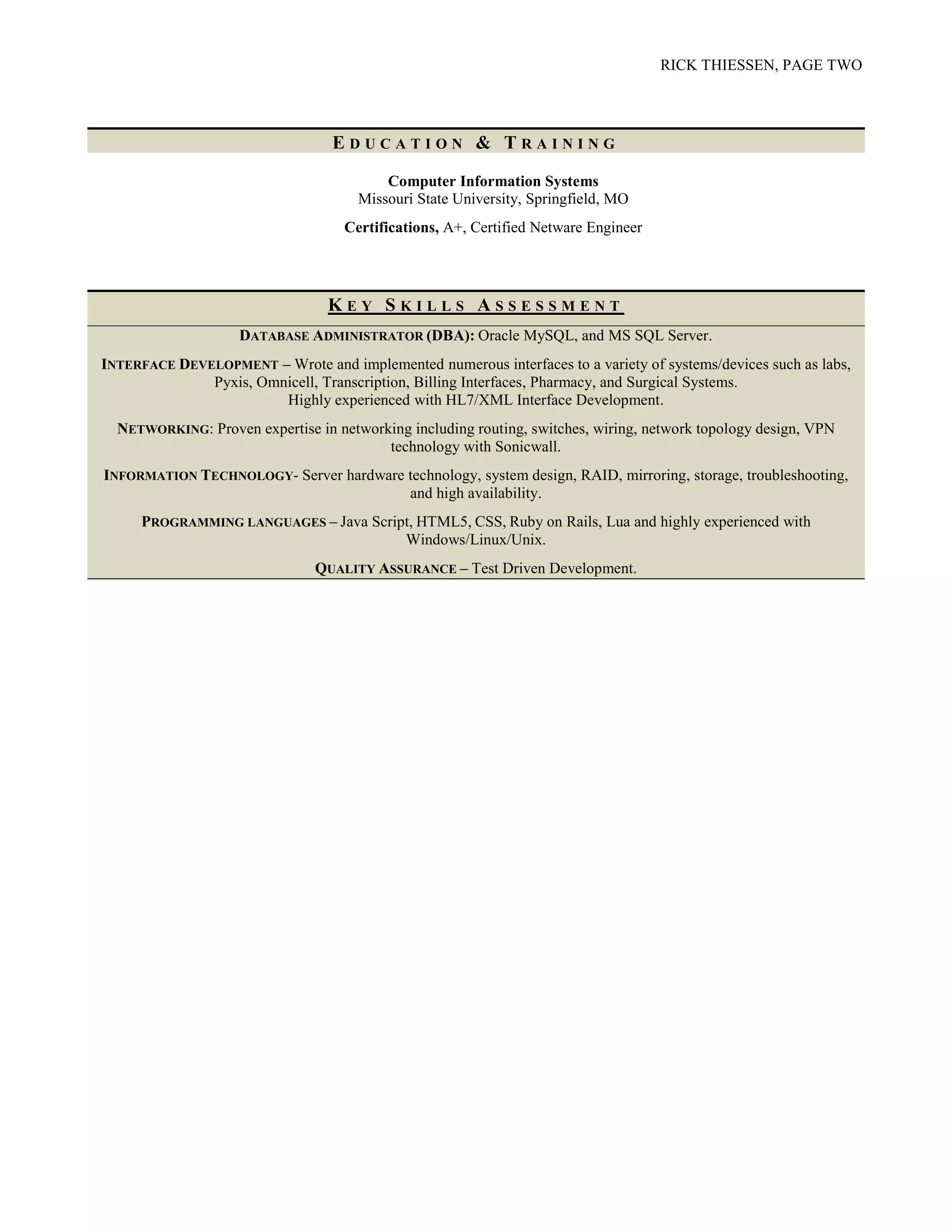 Rickthiessenresume | PDF