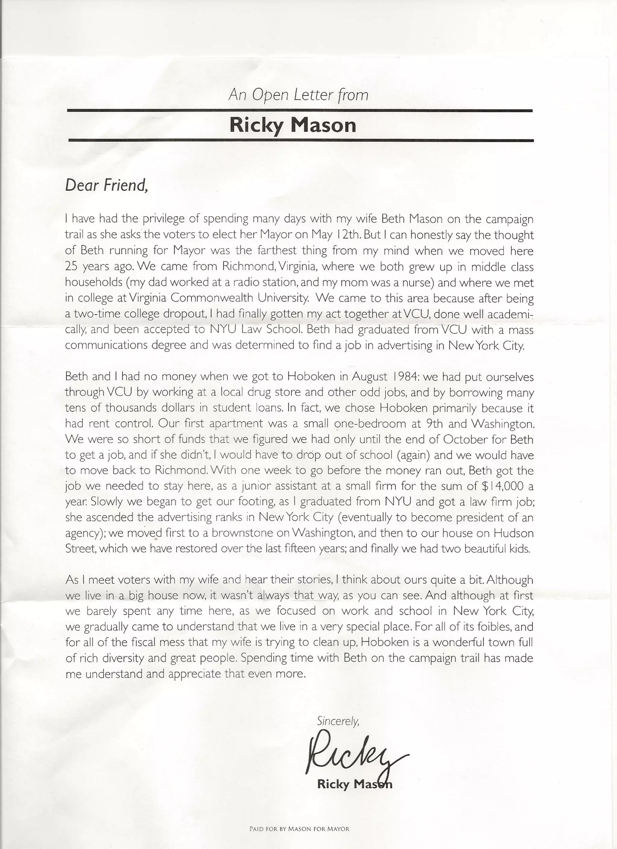 Ricky Mason Letter | PDF