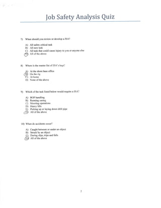 Job Safety Analysys Quiz for Ricky McCullough | PDF