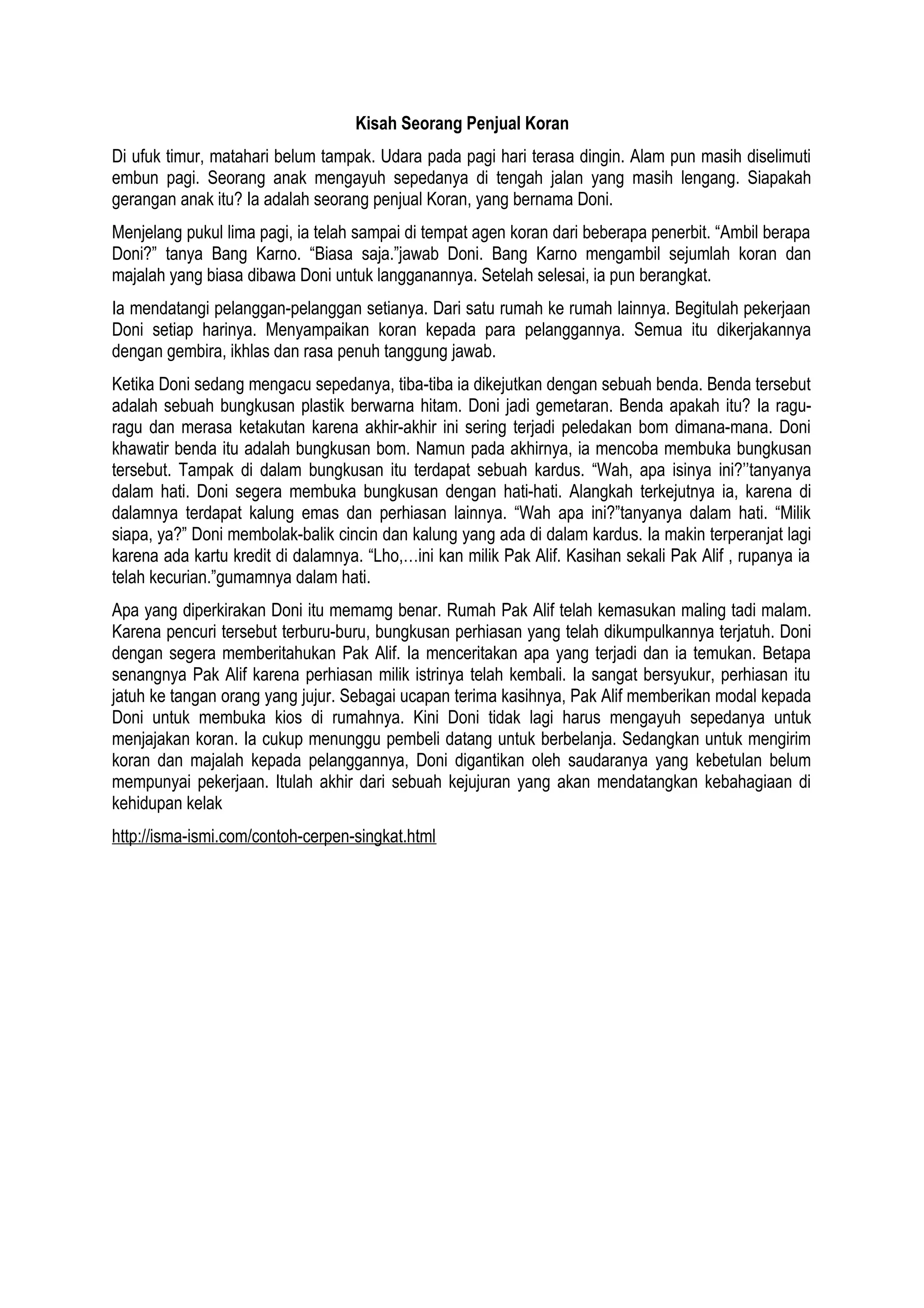 kisah seorang penjual koran | PDF kisah seorang penjual koran | PDF