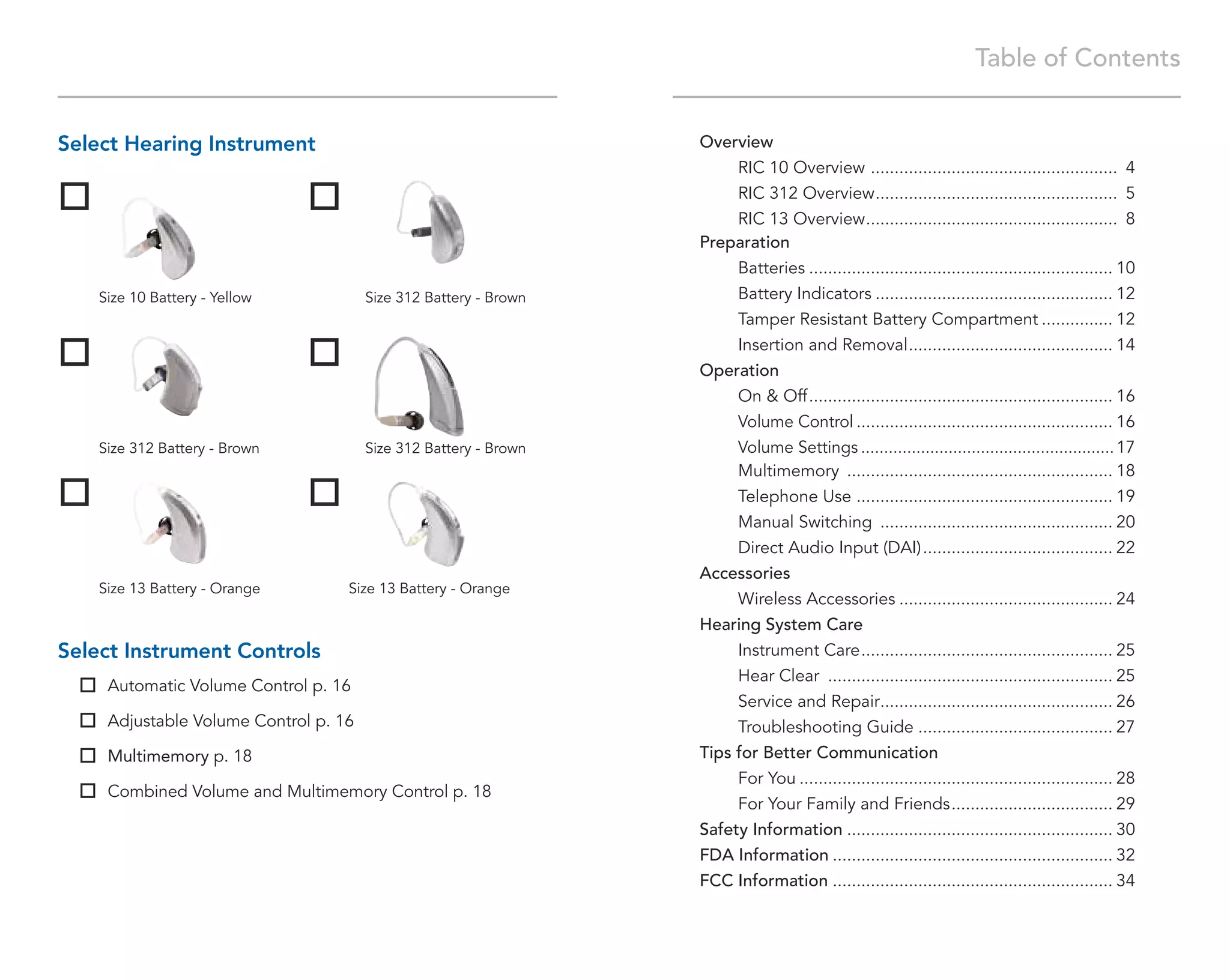 RIC (Receiver in Canal) hearing aid operations Manual | PDF