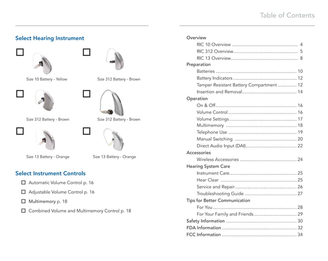 RIC (Receiver in Canal) hearing aid operations Manual | PDF