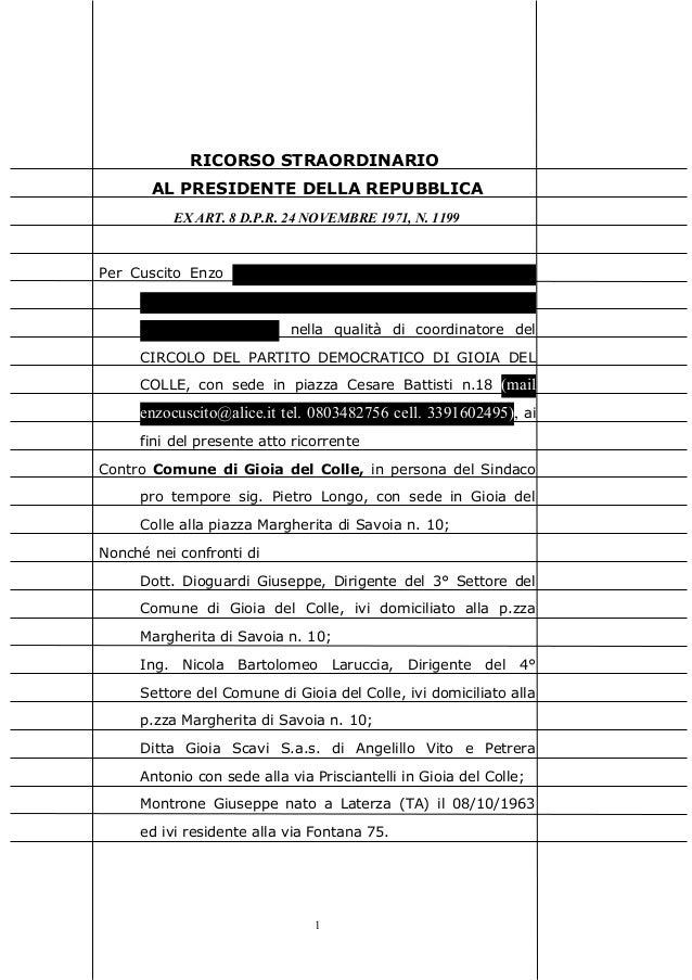 Ricorso straordinario capo dello stato