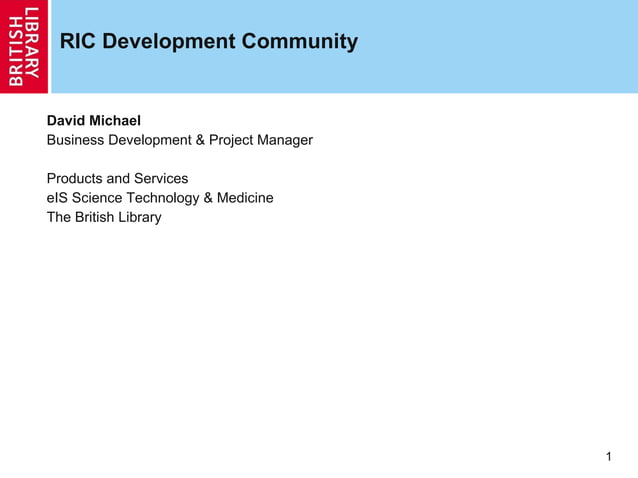 Ric toolkits development community david michael 110922 v0.1 | PPT