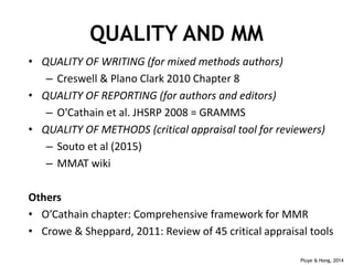 Preguntas de investigación, diseños y calidad con metodos mixtos | PPT