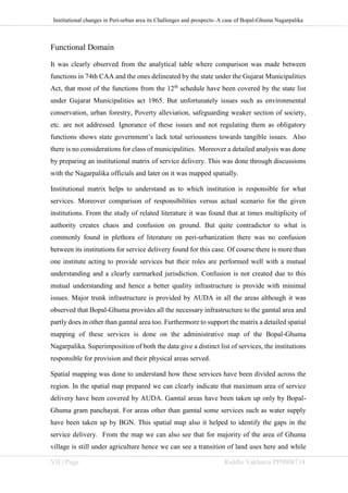 Institutional changes in peri urban areas A Case of Bopal Ghuma ...