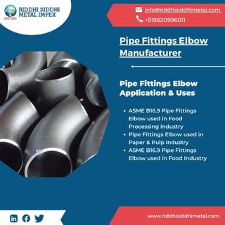 Pipe Fitting Elbow | IBR Approved | EIL Approved | Pipe Fittings Outlet Manufacturer | PDF