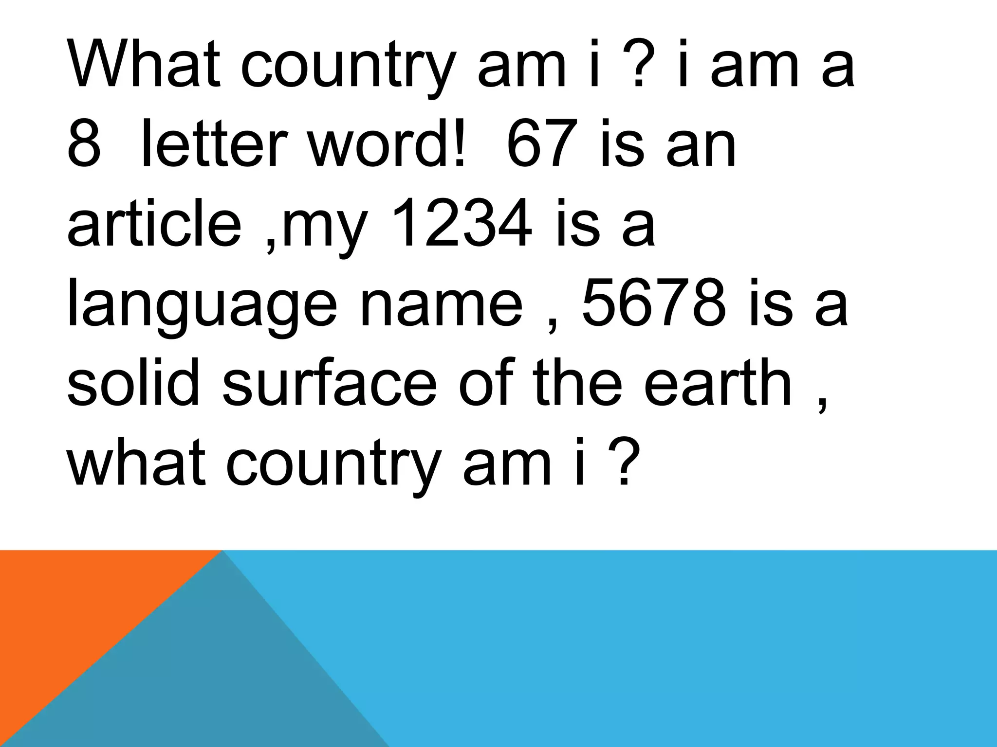 Country riddles | PPTX