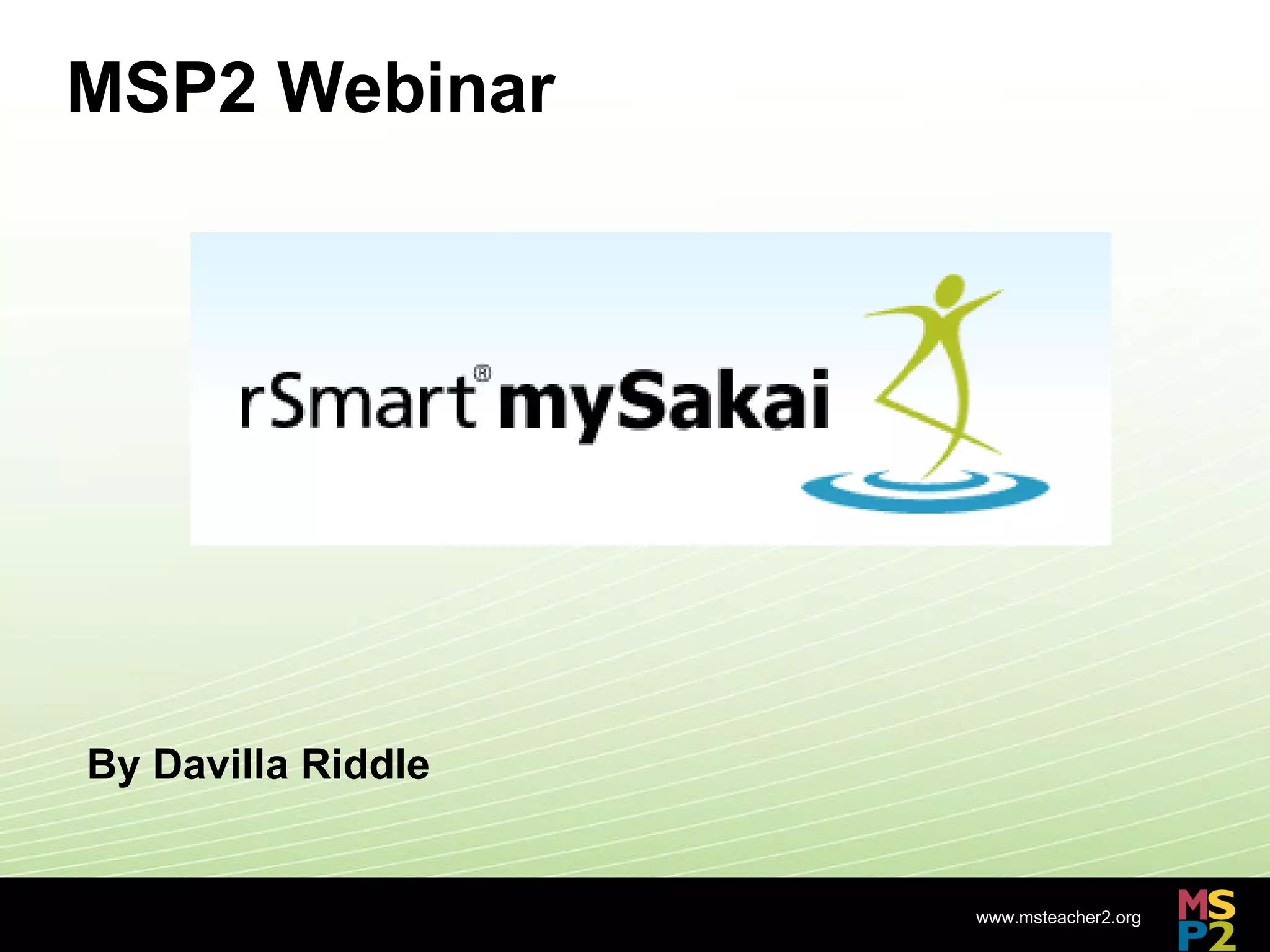 Introduction to mySakai: An Online Learning Management Tool | PPT