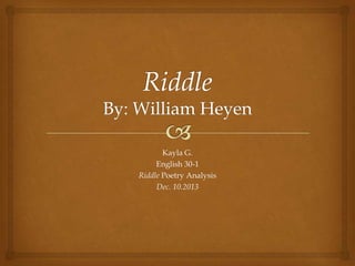 English 30-1 Riddle Poetry Analysis | PPTX