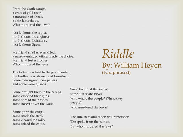 English 30-1 Riddle Poetry Analysis | PPTX | Judaism | Religion ...