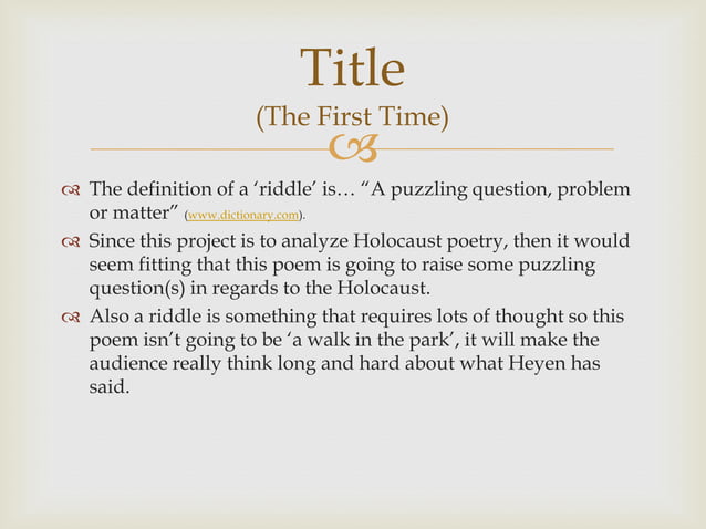 English 30-1 Riddle Poetry Analysis | PPTX | Judaism | Religion ...