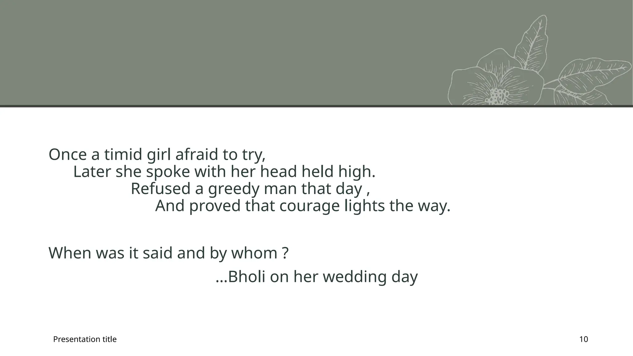 riddles on bholi.pptx bholi class 10 ncert | PPTX