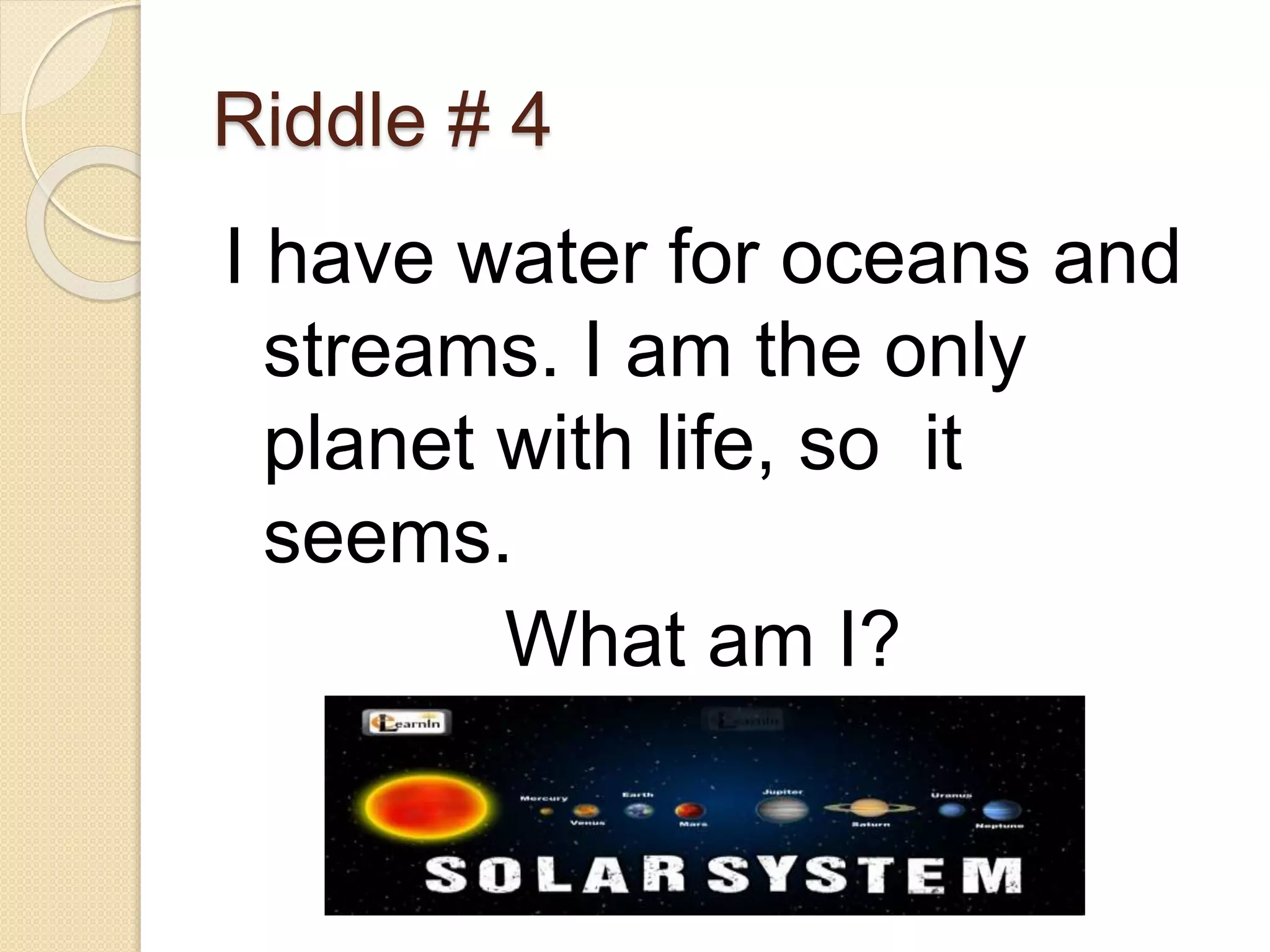 Riddles on the solar system | PPTX