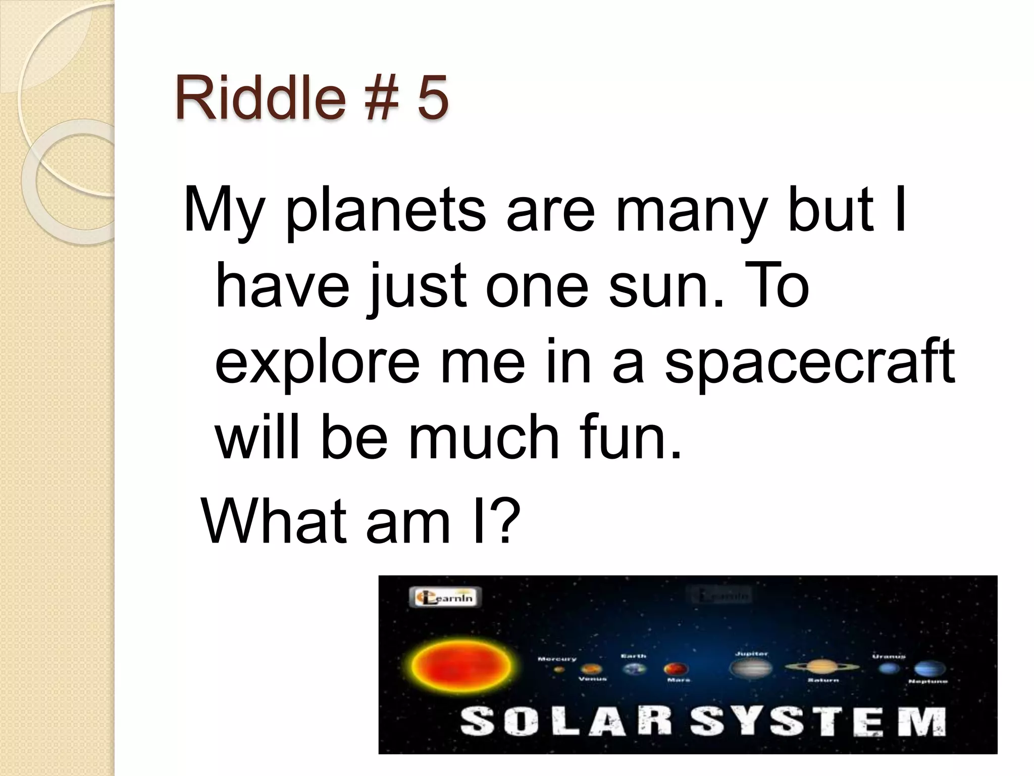 Riddles on the solar system | PPTX
