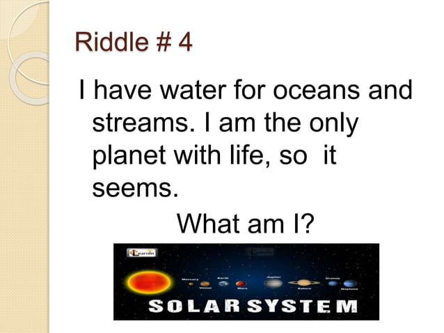Riddles on the solar system | PPTX | Geography | Science