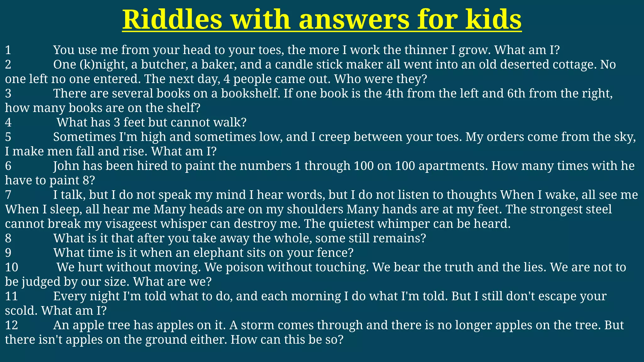Riddles with answers for kids | PDF