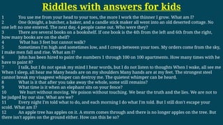 Riddles with answers for kids | PDF