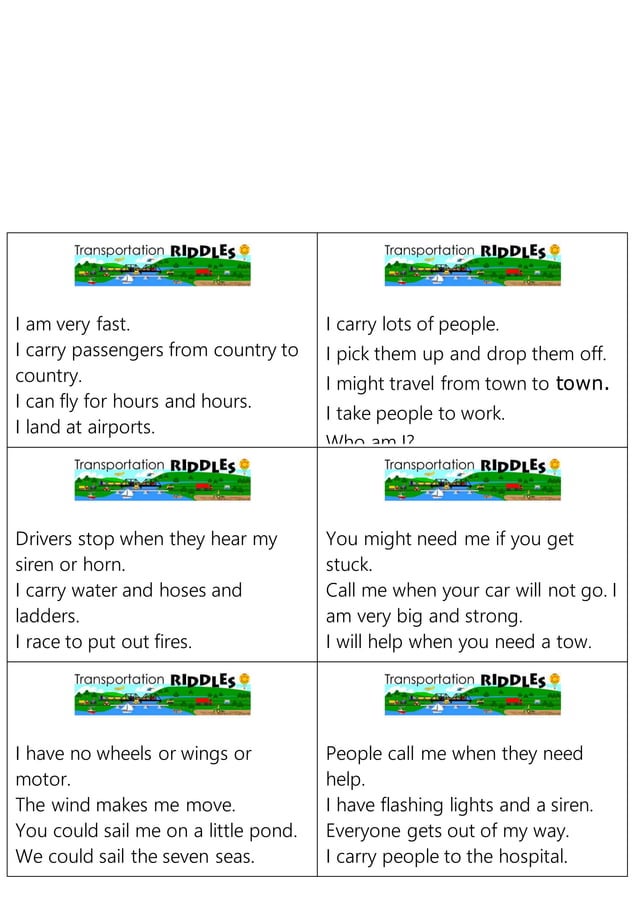 Transportation Riddle | DOCX