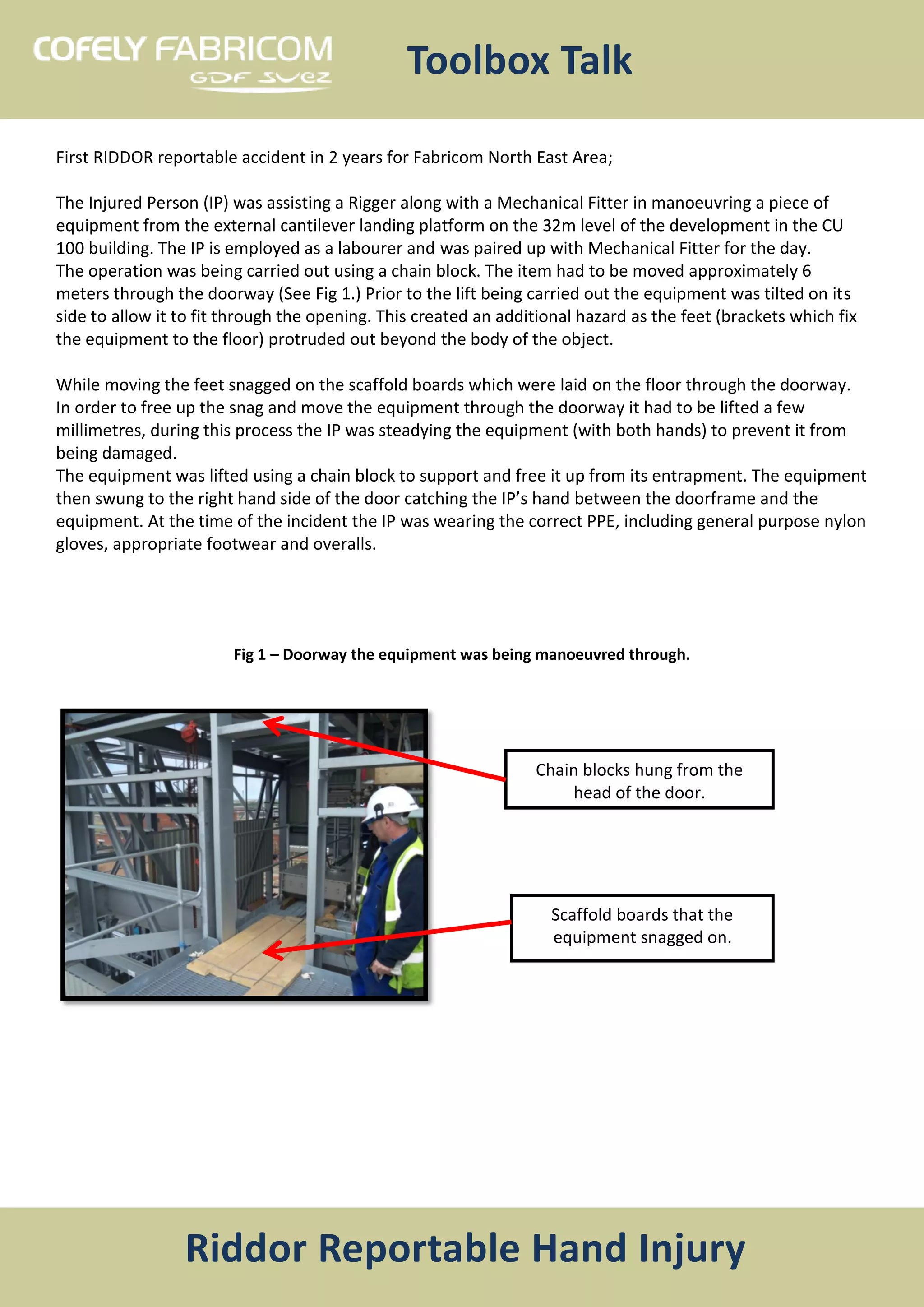 Riddor reportable hand injury | PDF